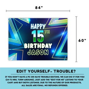 Editable Neon Banner | Digital Neon Lights Printable Backdrop Banner ...