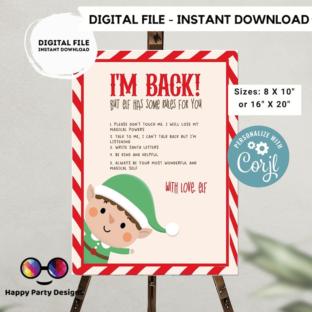Editable Elf Rules | Elf Arrival Rules | Elf I'm Back | Elf Christmas ...