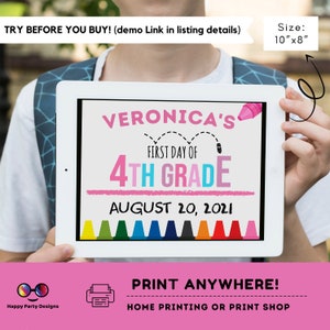 Editable First Day of 4th Grade | Forth Grade Sign | 1st Day of 4th ...