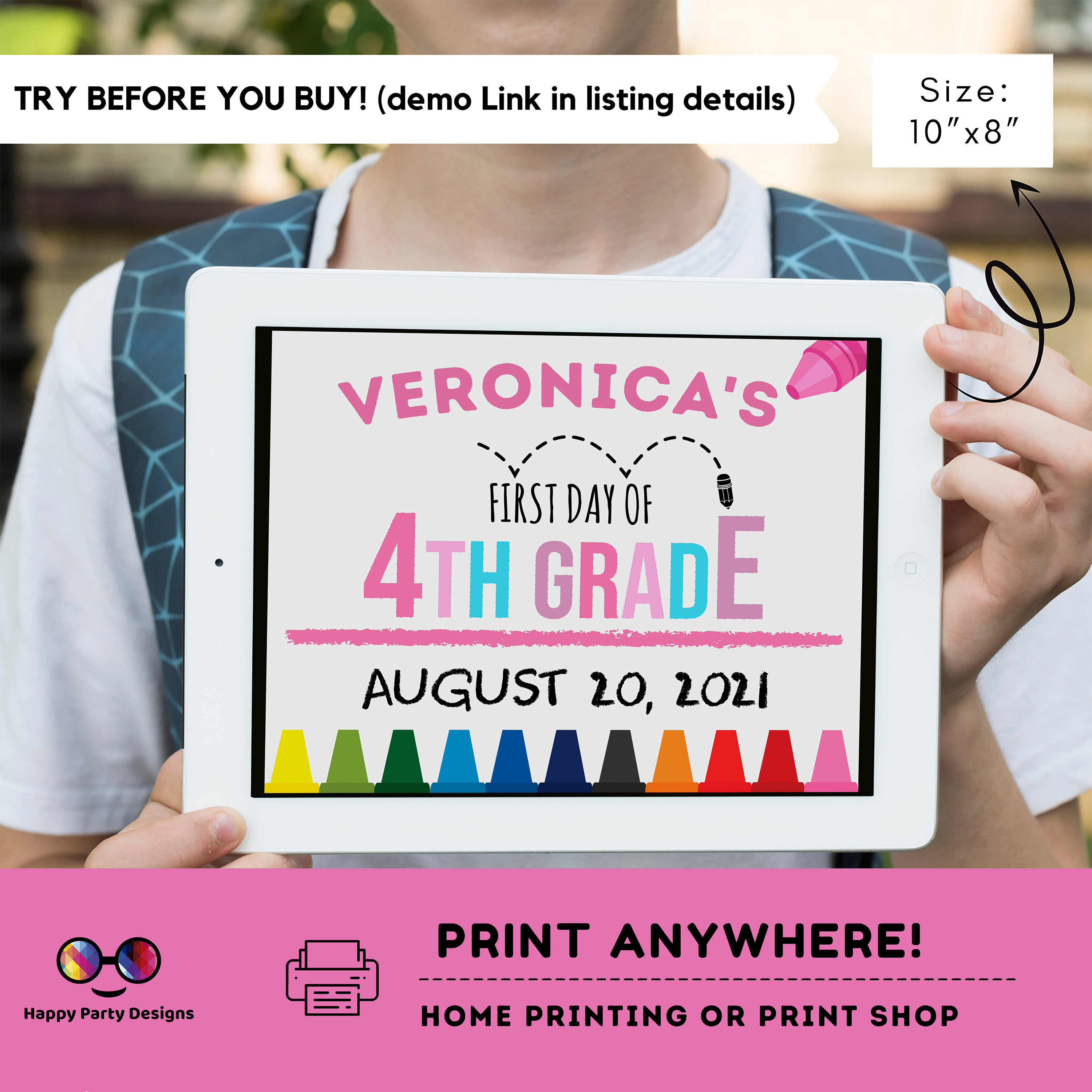 Editable First Day of 4th Grade | Forth Grade Sign | 1st Day of 4th ...