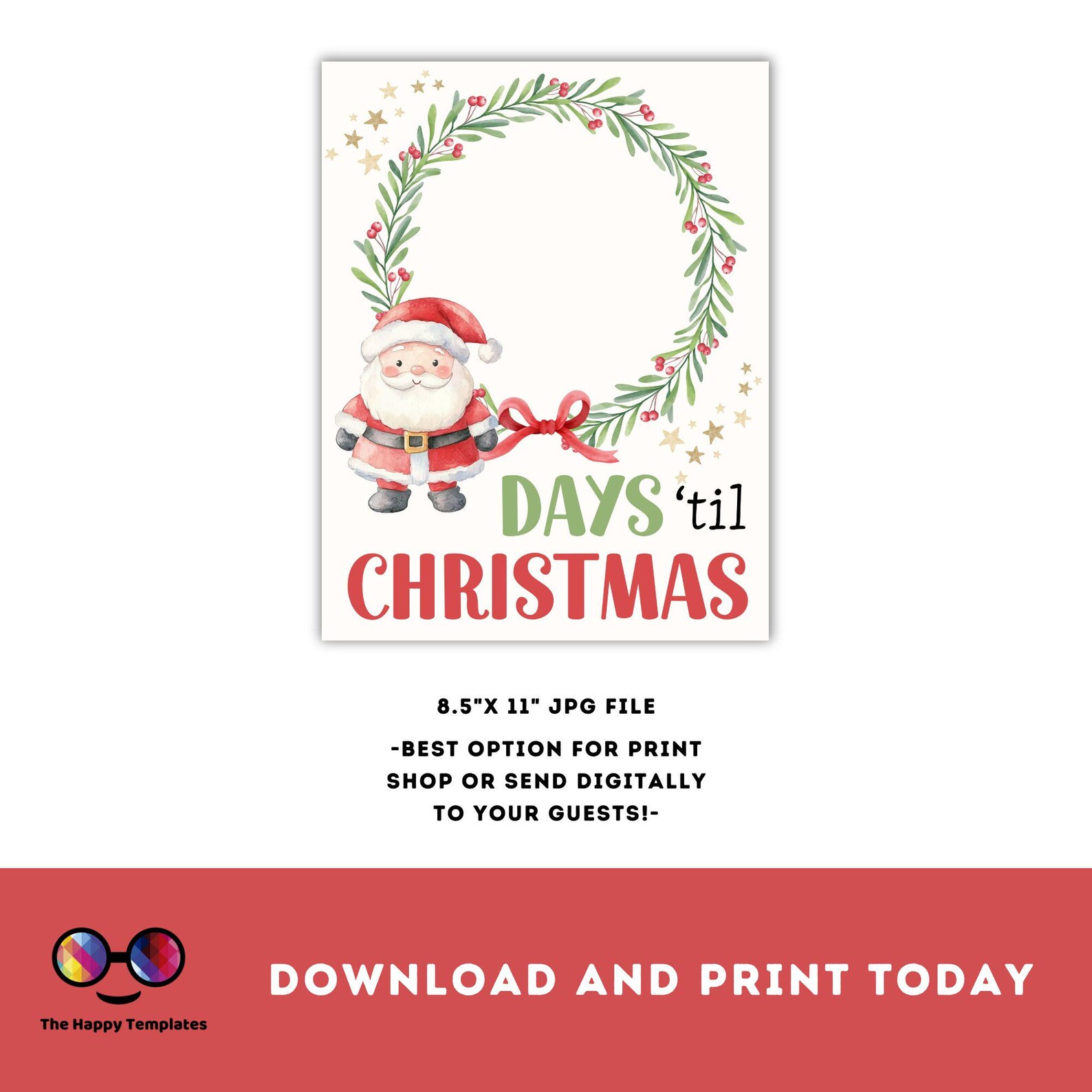 Printable Days Until Christmas Countdown | Countdown With Santa Claus ...