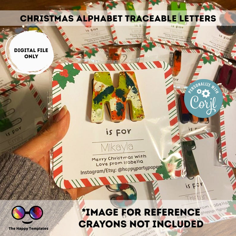 Editable Traceable Alphabet Holiday Favor Tag Christmas - Etsy