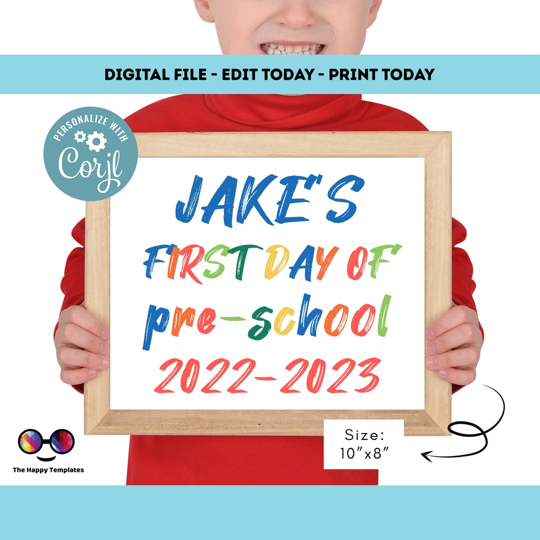 Editable First Day of Preschool | Preschool Sign | 1st Day of Preschool ...