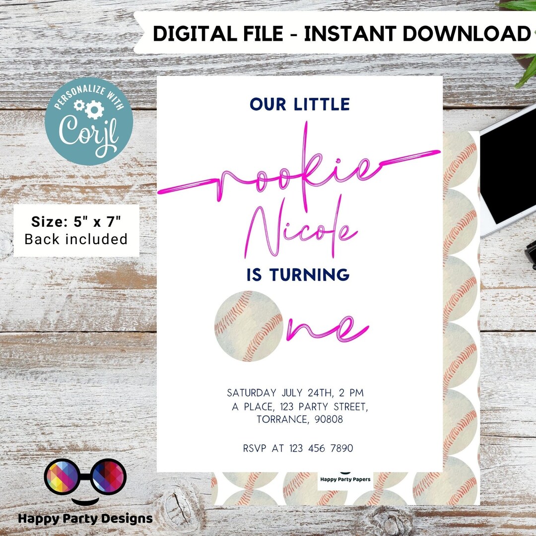 Baseball Birthday Invitation for Girl | Baseball Invitation | Baseball ...