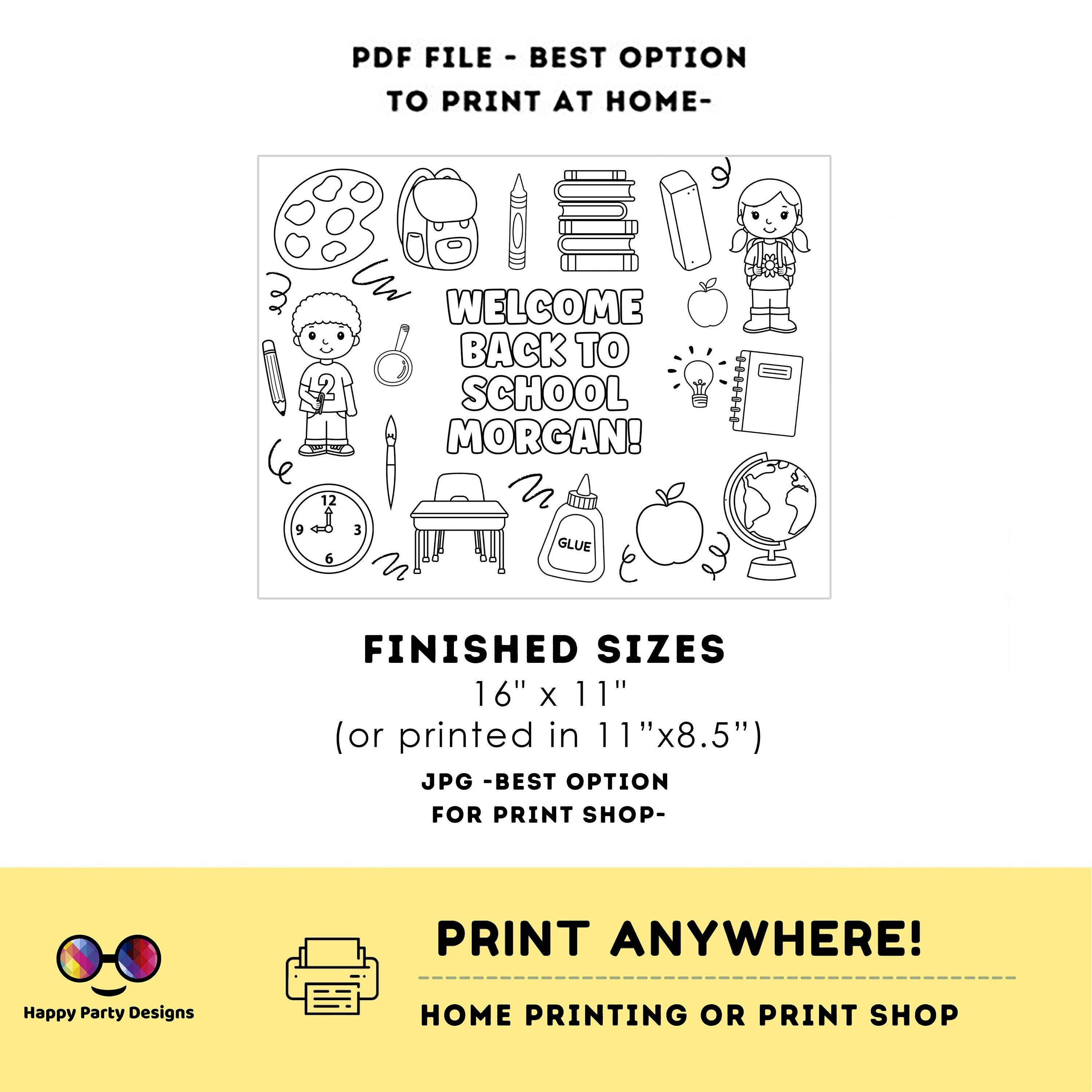 Editable Back to School Coloring Page Welcome Coloring Page - Etsy