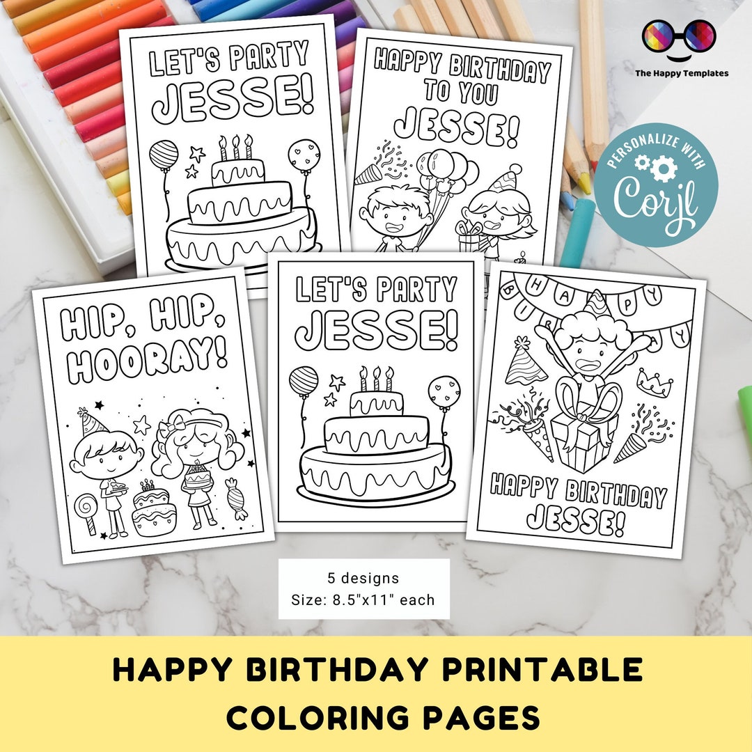 Editable Happy Birthday Coloring Pages 5 | Birthday Activity for Kids ...