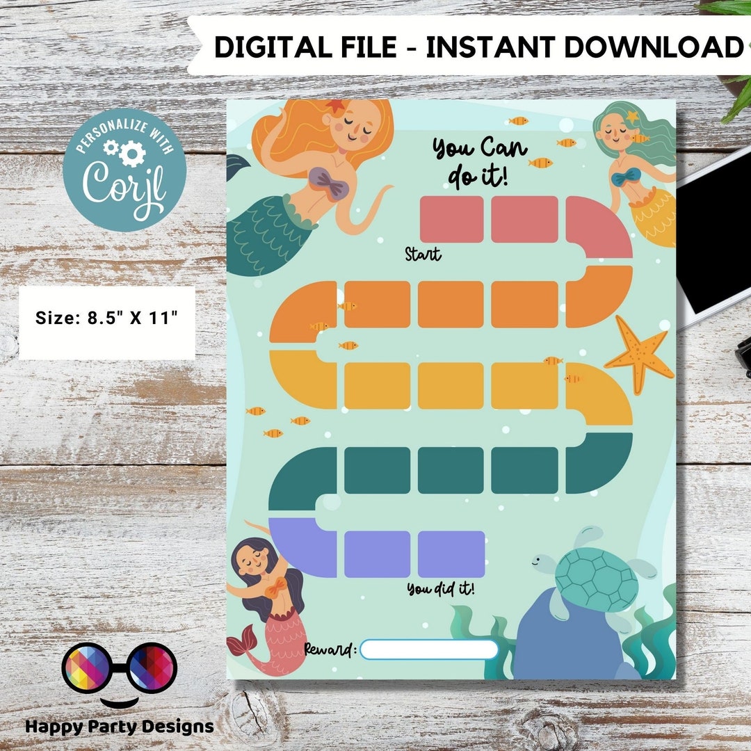 Printable Mermaid Reward Chart | Mermaid Behavior Chart | Daily Chore ...