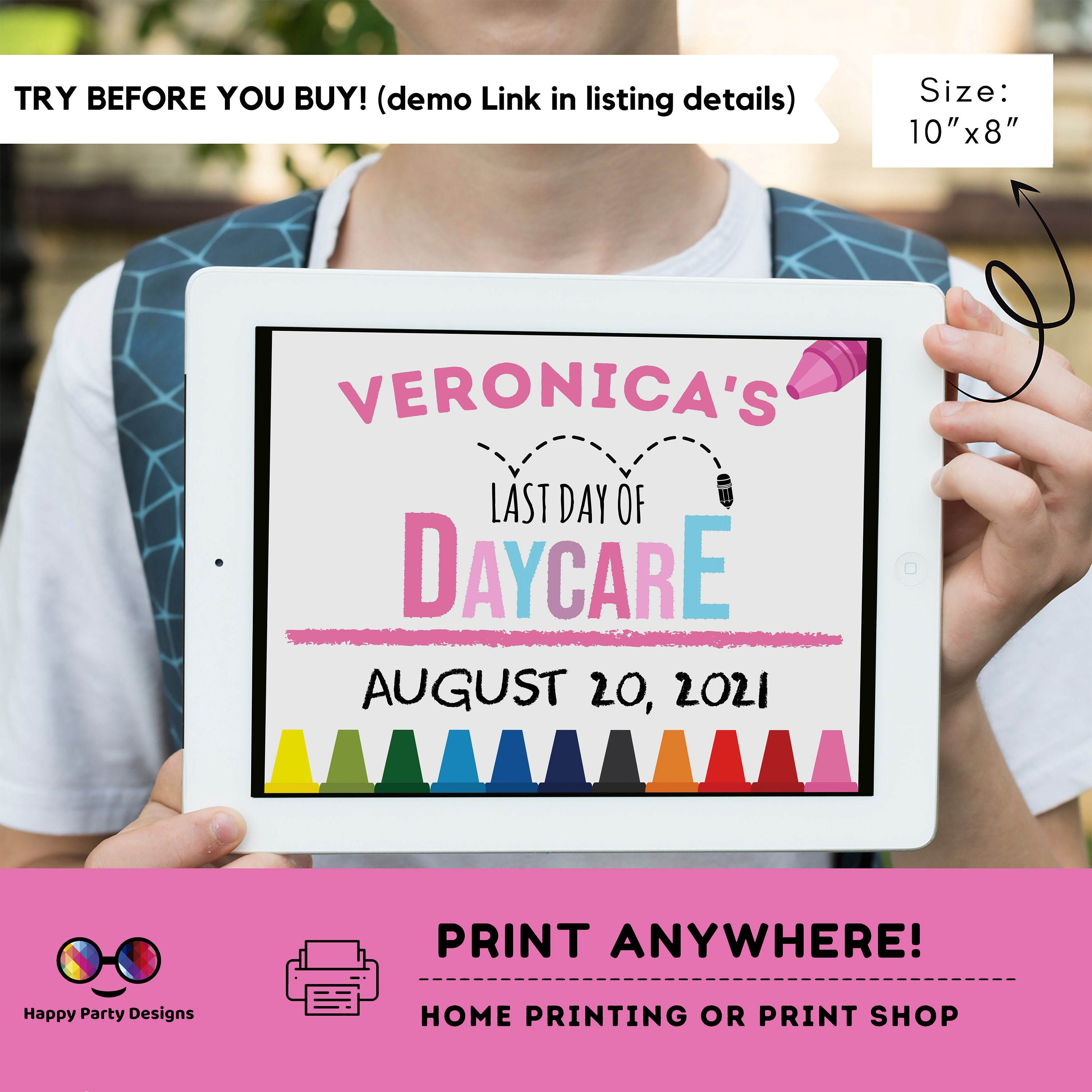 Editable Last Day of Daycare Sign | Daycare Sign | Last Day of Daycare ...