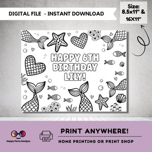 Editable Mermaids Coloring Page | Mermaid Placemat | Any Age | Mermaid ...