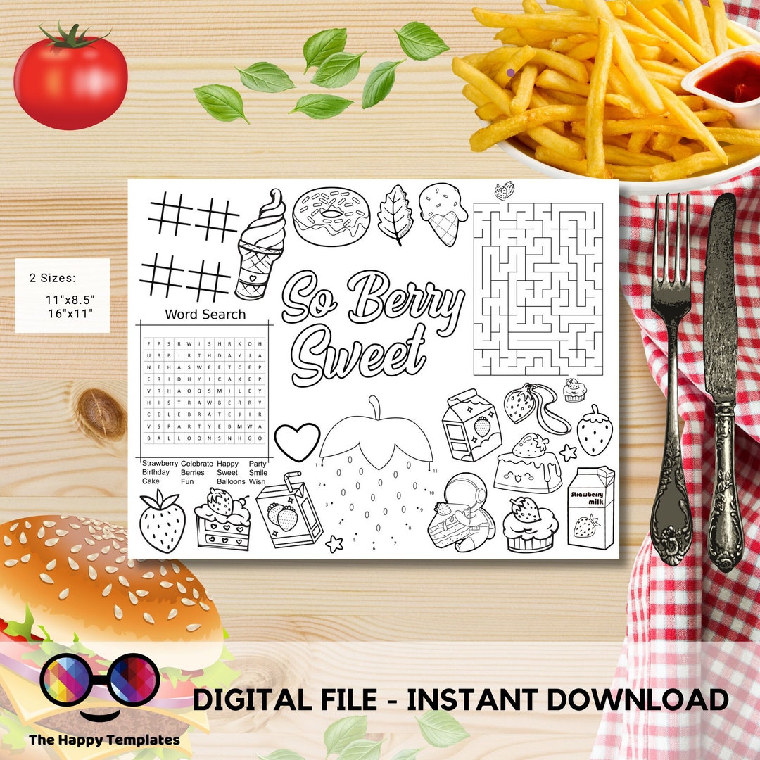 So Berry Sweet Coloring Page | Instant Download | Strawberry Birthday ...