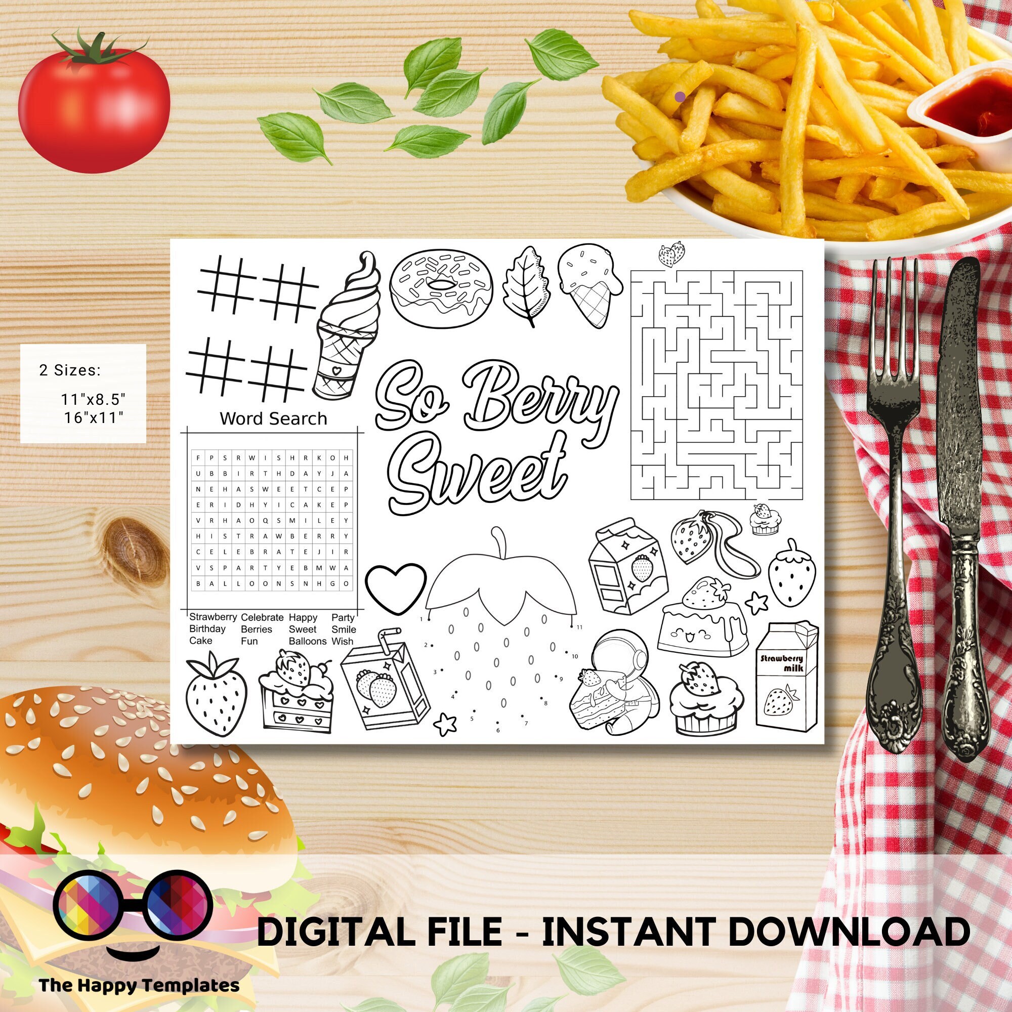 So Berry Sweet Coloring Page Instant Download Strawberry - Etsy