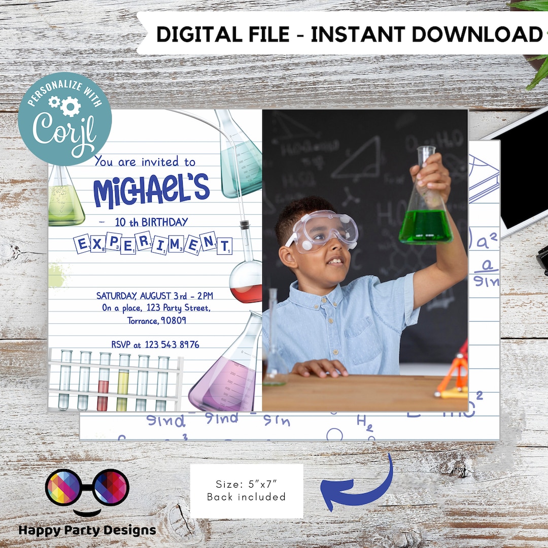 Editable Science Party Invitation | Mad Scientist Invitations With ...