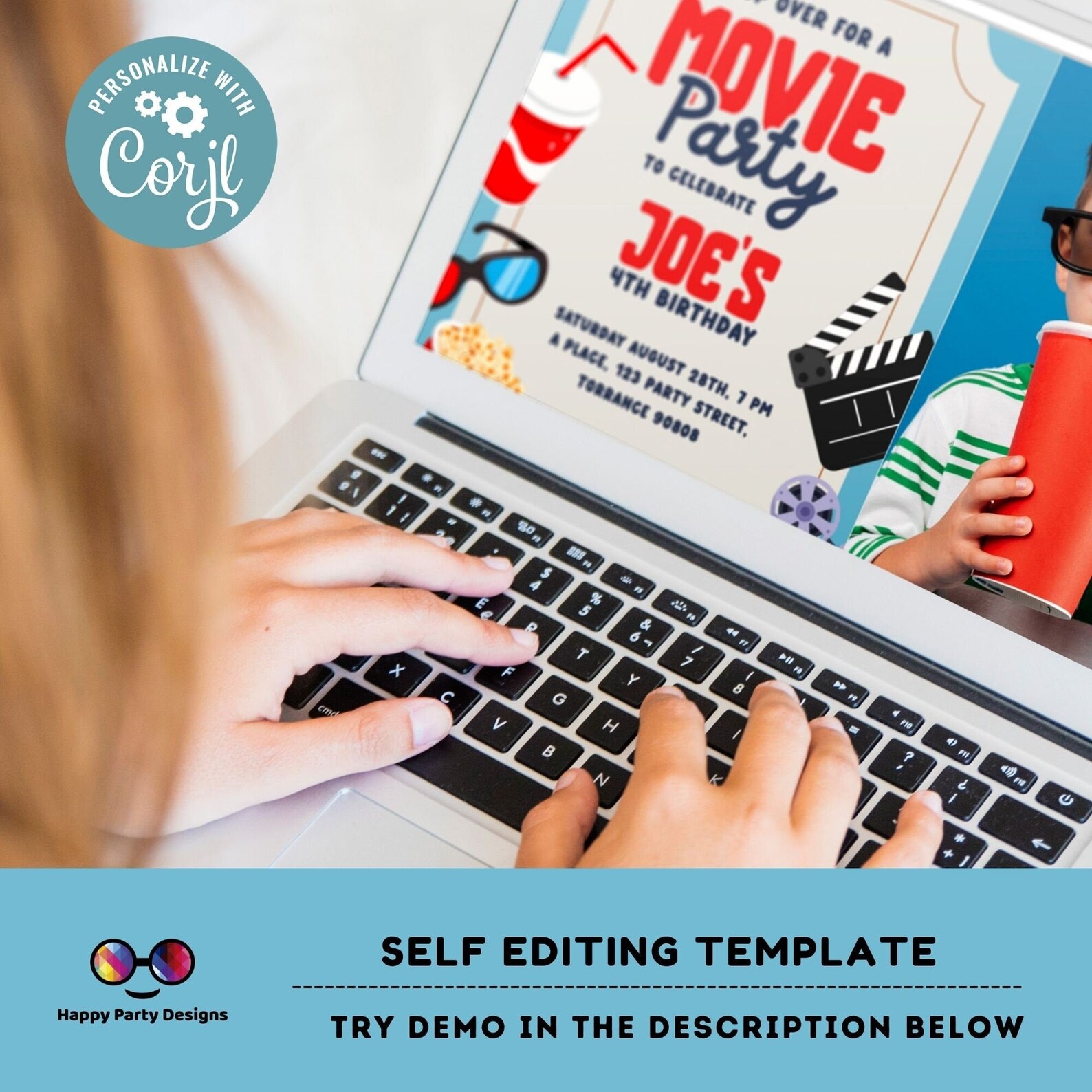 Editable Movie Party Invitation | Movie Party Printable Invite ...