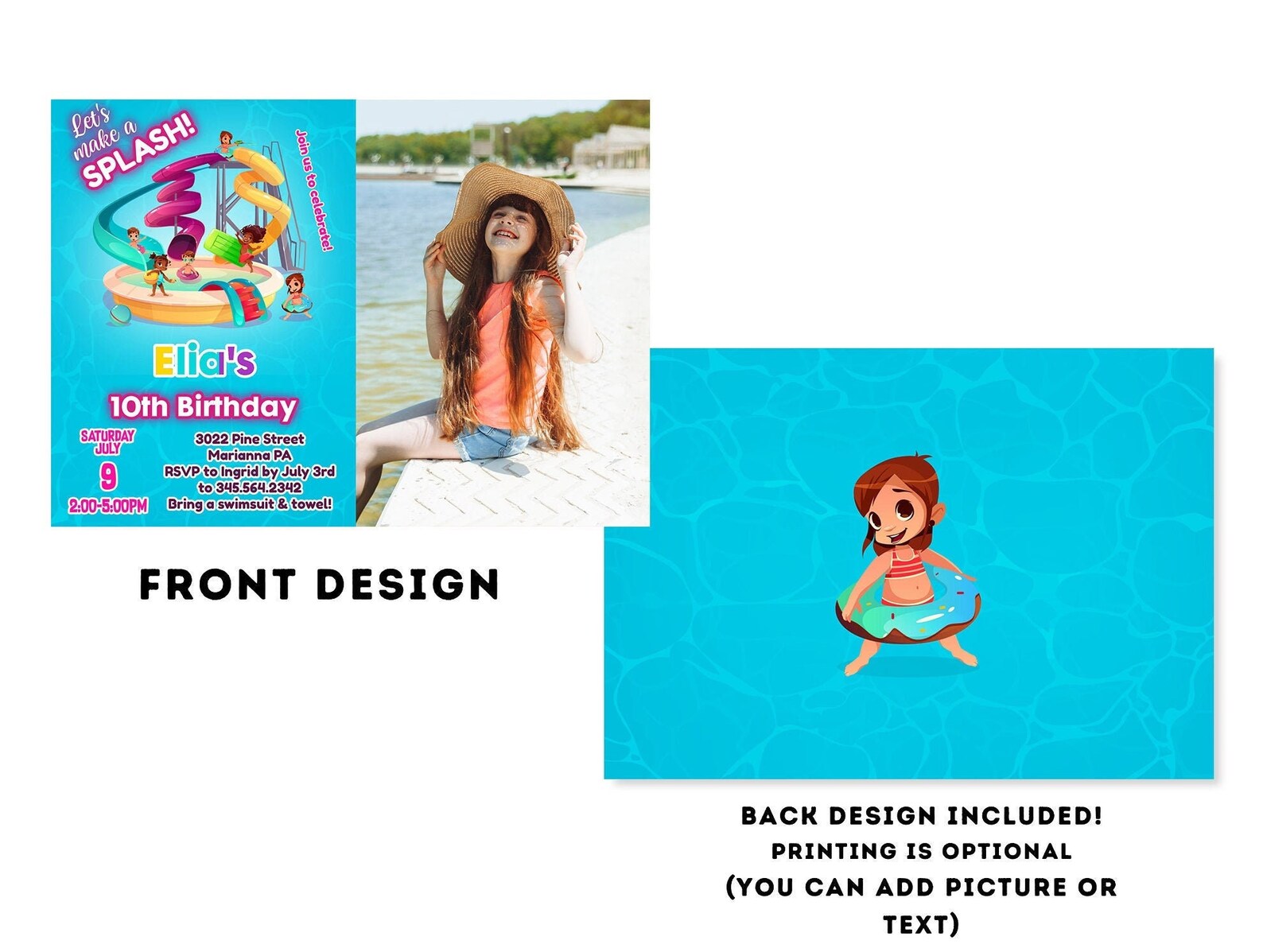 Editable Water Park Birthday Invitation Template With Photo - Etsy Canada