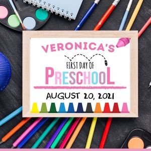 Editable First Day of Preschool | Preschool Sign | 1st Day of Preschool ...