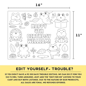 Editable Frogs Party Coloring Page | Party Activity Games | Activity ...
