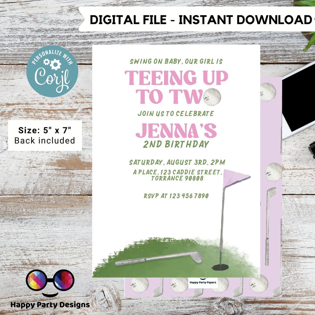 EDITABLE Golf Invitation Birthday | Golf Par-tee Birthday Invitation ...