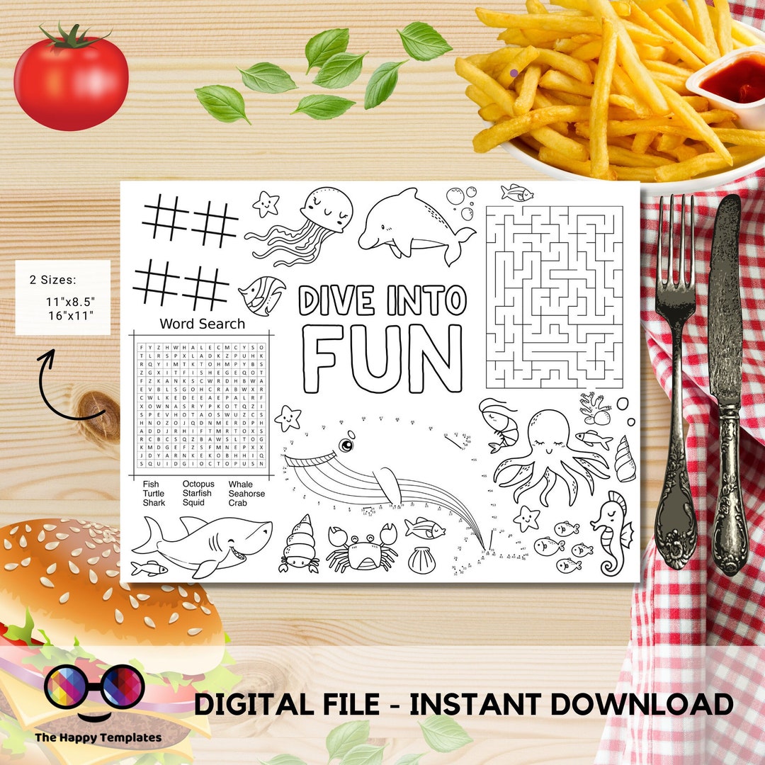 INSTANT DOWNLOAD Under the Sea Party Coloring Page | Under the Sea ...