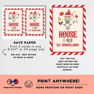 Editable Elf Surveillance Sign Printable | This House is Under Elf ...