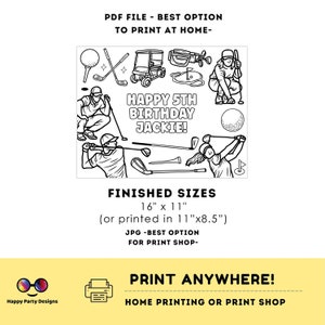 Editable Golf Birthday Coloring Page | Sports Party | Sports Coloring ...