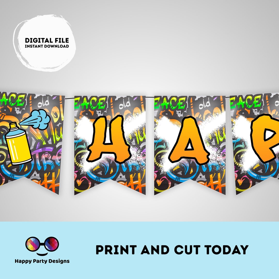 Happy Birthday Graffiti Banner | Graffiti Party | Birthday Banner ...