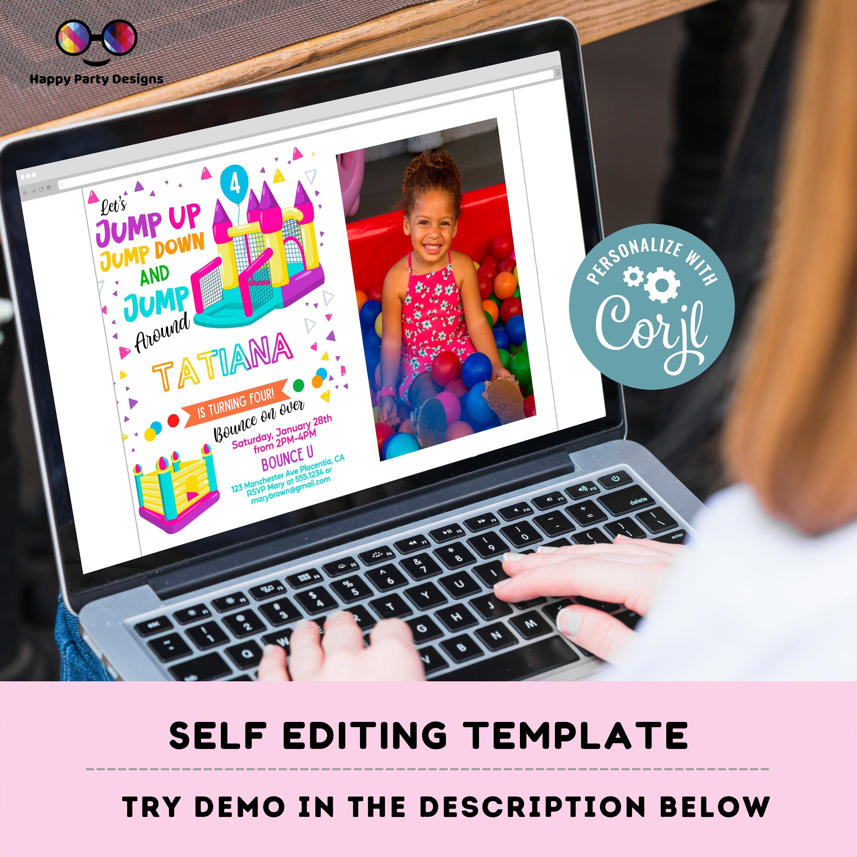 Bounce House Photo Invitation Digital Bounce House Invite - Etsy