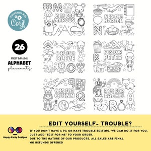 Editable Name Coloring Page | Alphabet Bundle | Personalized Name ...