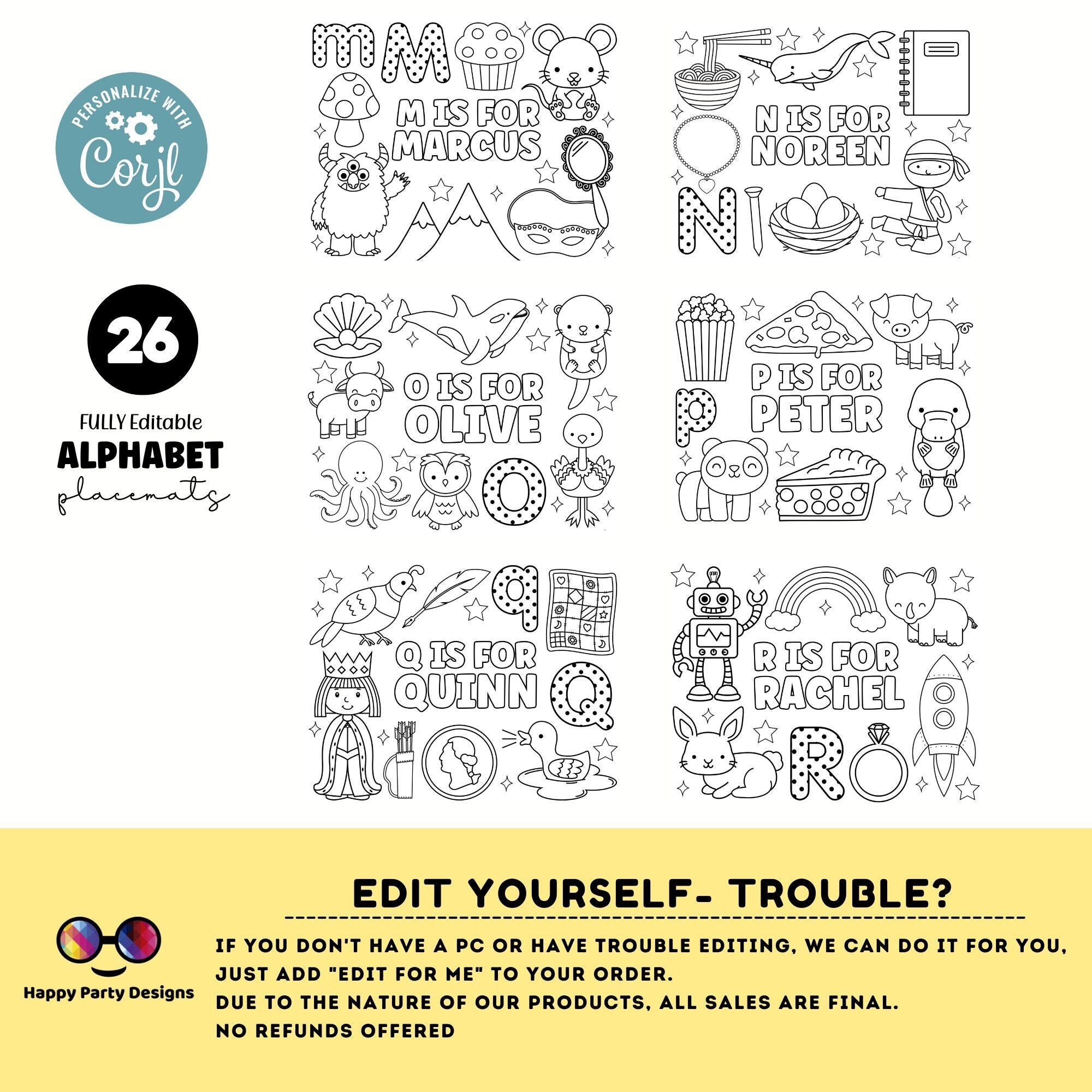 Editable Name Coloring Page Alphabet Bundle Personalized - Etsy UK