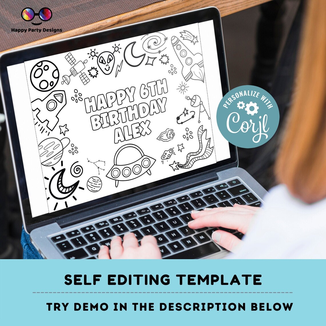 Editable Space Coloring Page | Placemat Coloring Page | Any Age | Out ...