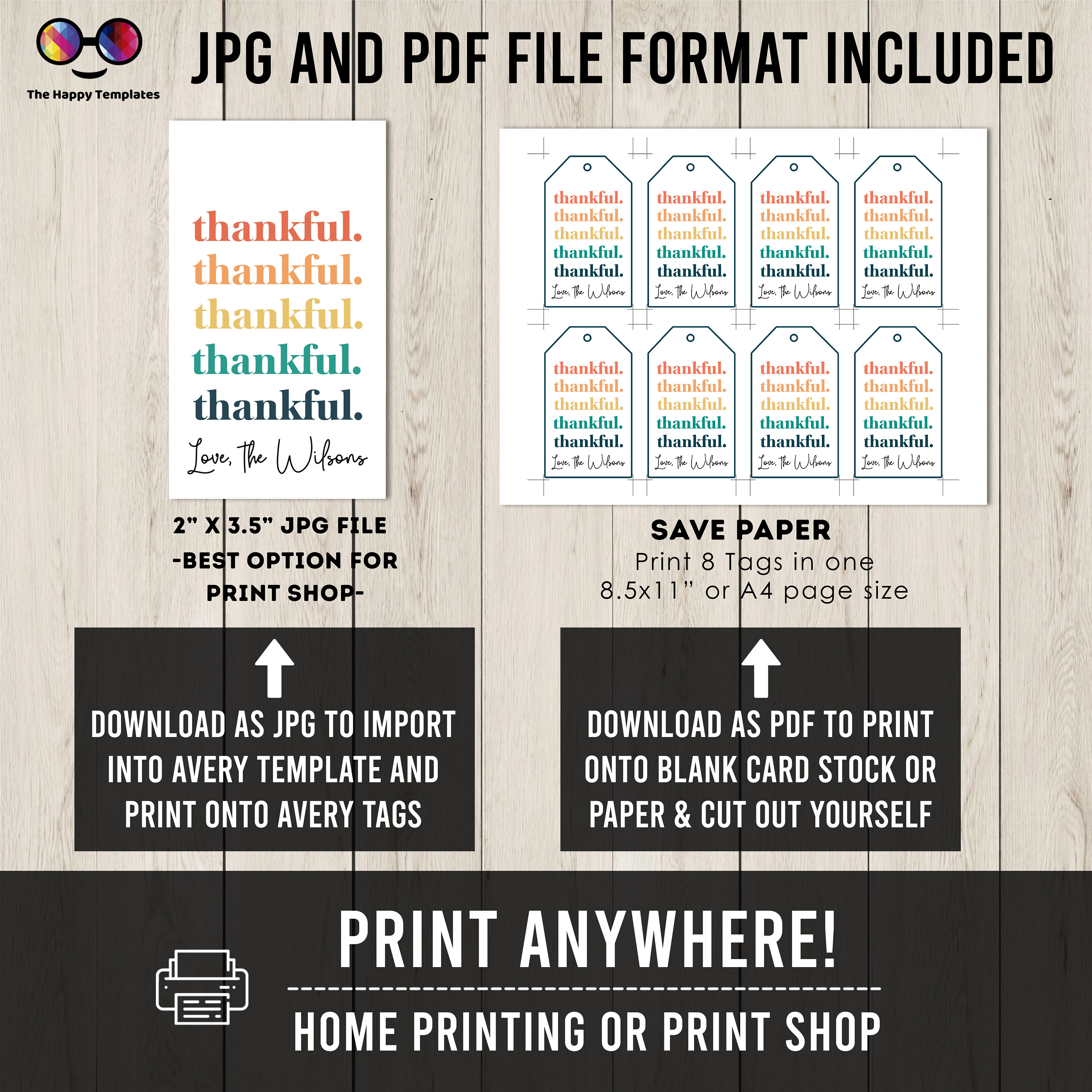 Editable Thankful Favor Tags Happy Thanksgiving Thank You - Etsy