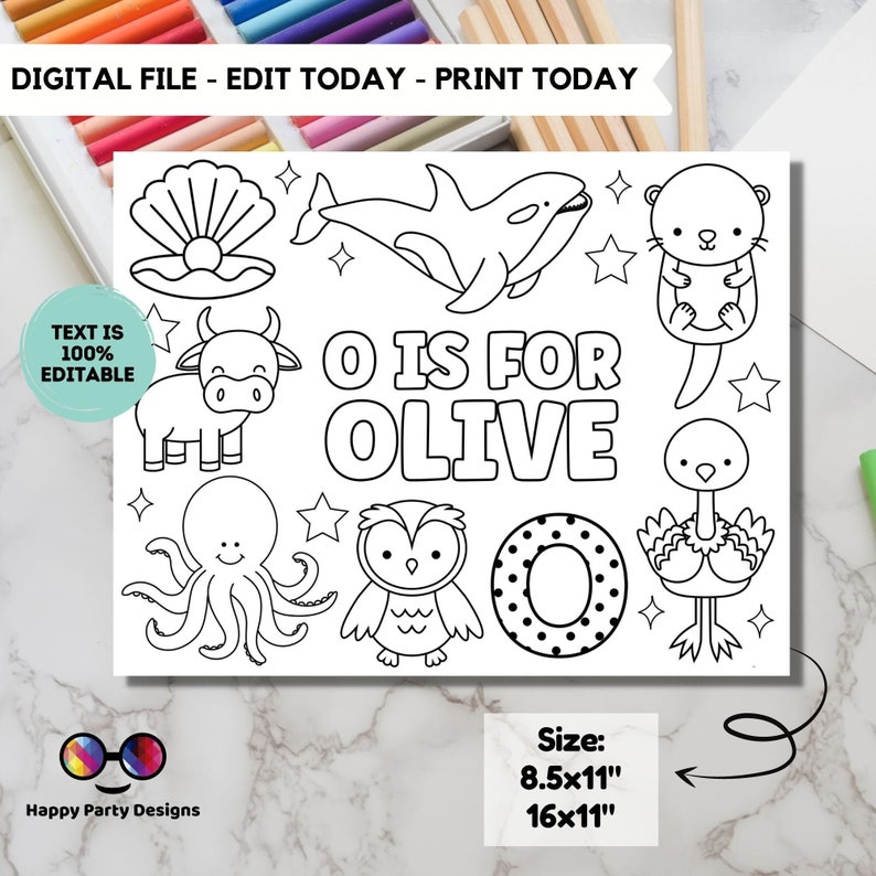 Editable Name Coloring Page | O is for | Personalized Name Alphabet ...