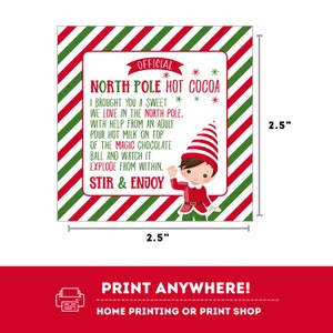 Editable North Pole Hot Cocoa Bomb | Elf Hot Chocolate Bomb Tag | Elf ...