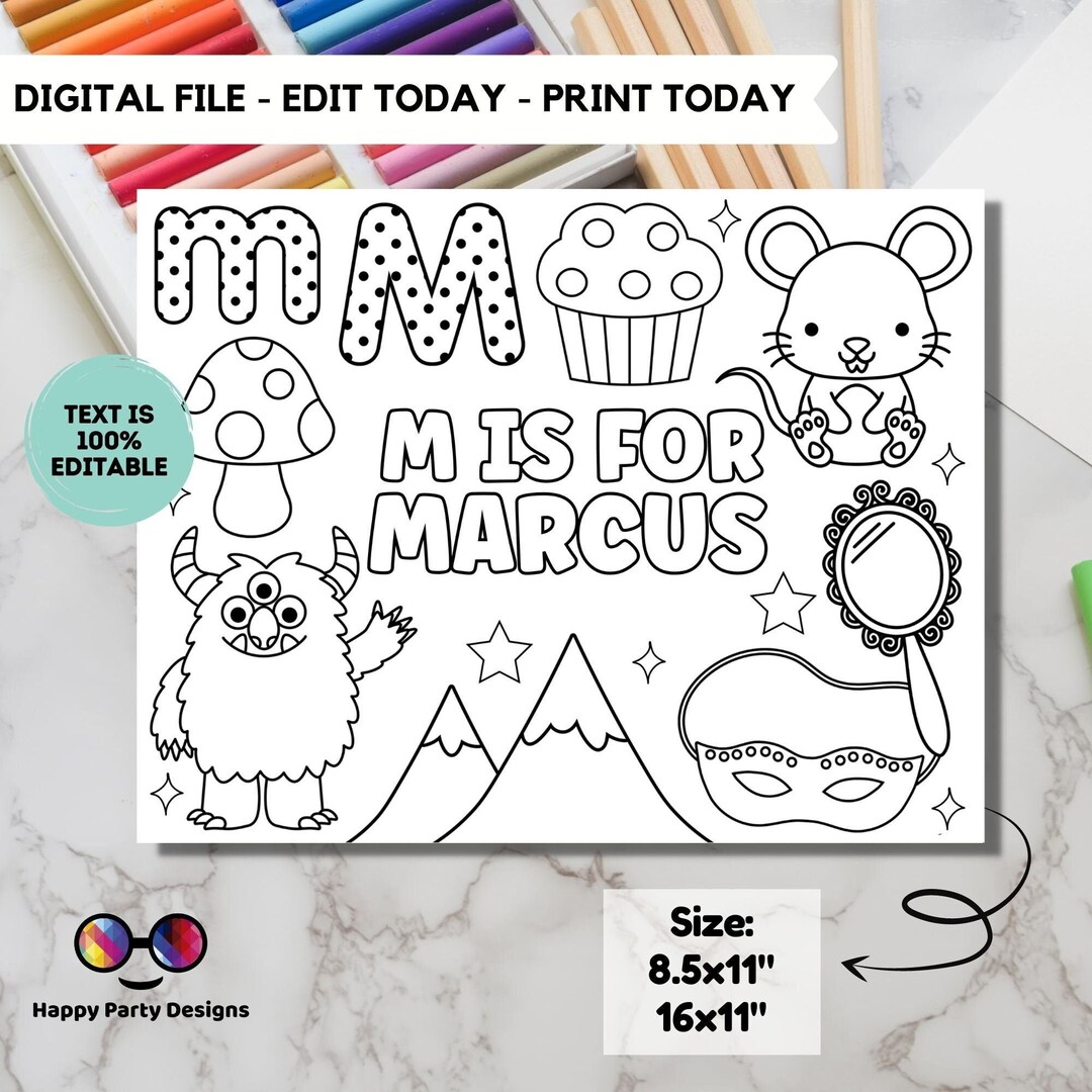 Editable Name Coloring Page | M is for | Personalized Name Alphabet ...