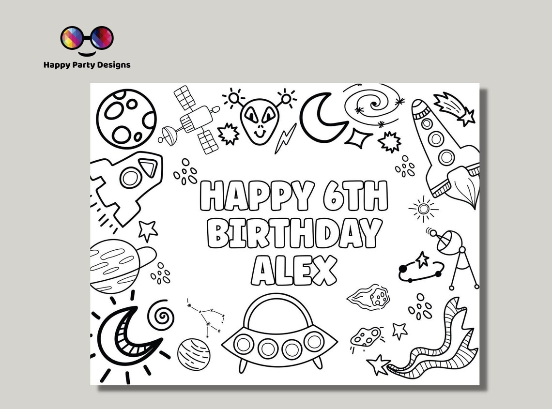 Editable Space Coloring Page | Placemat Coloring Page | Any Age | Out ...