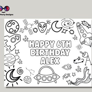 Editable Space Coloring Page | Placemat Coloring Page | Any Age | Out ...
