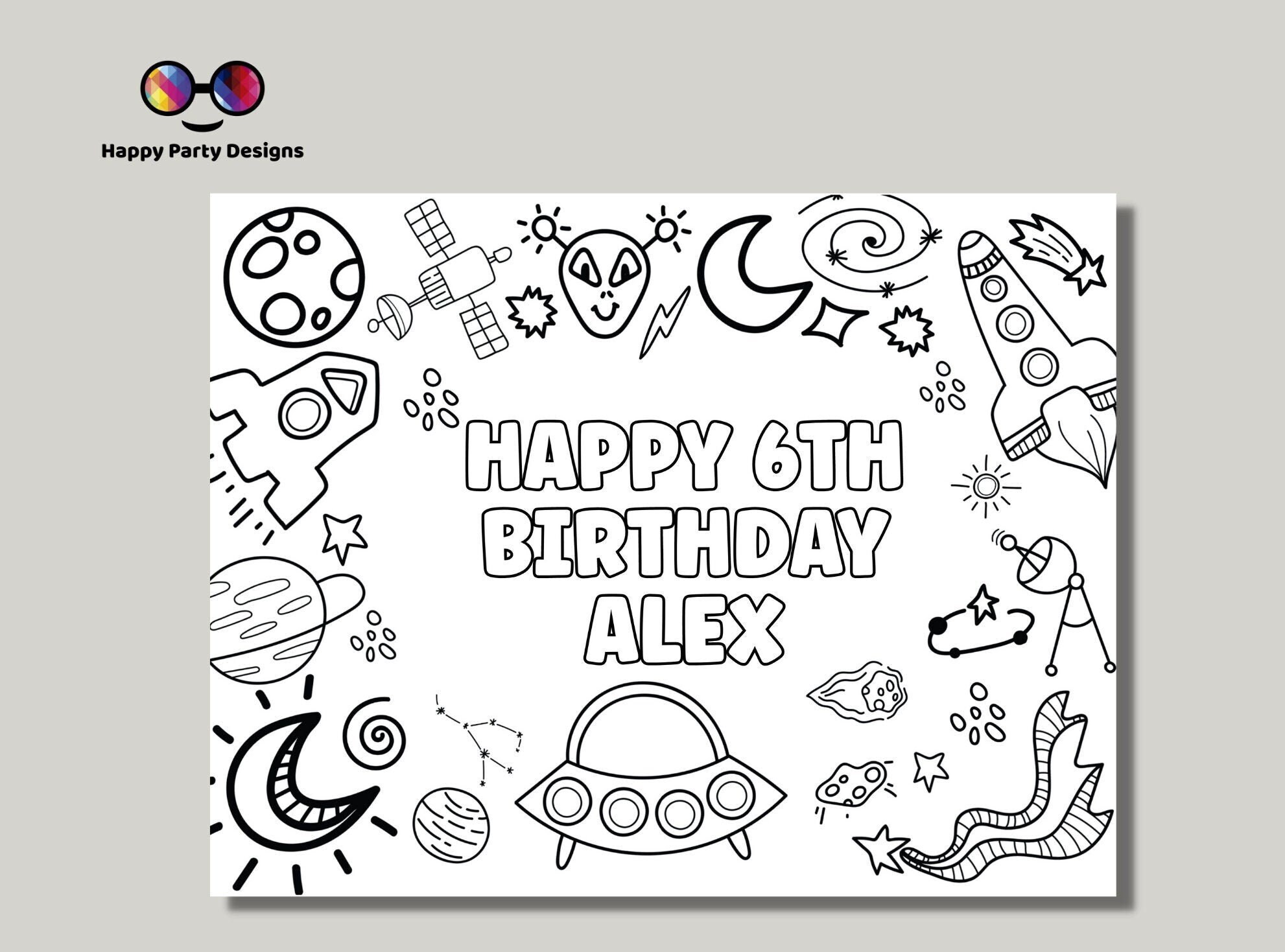 Editable Space Coloring Page | Placemat Coloring Page | Any Age | Out ...