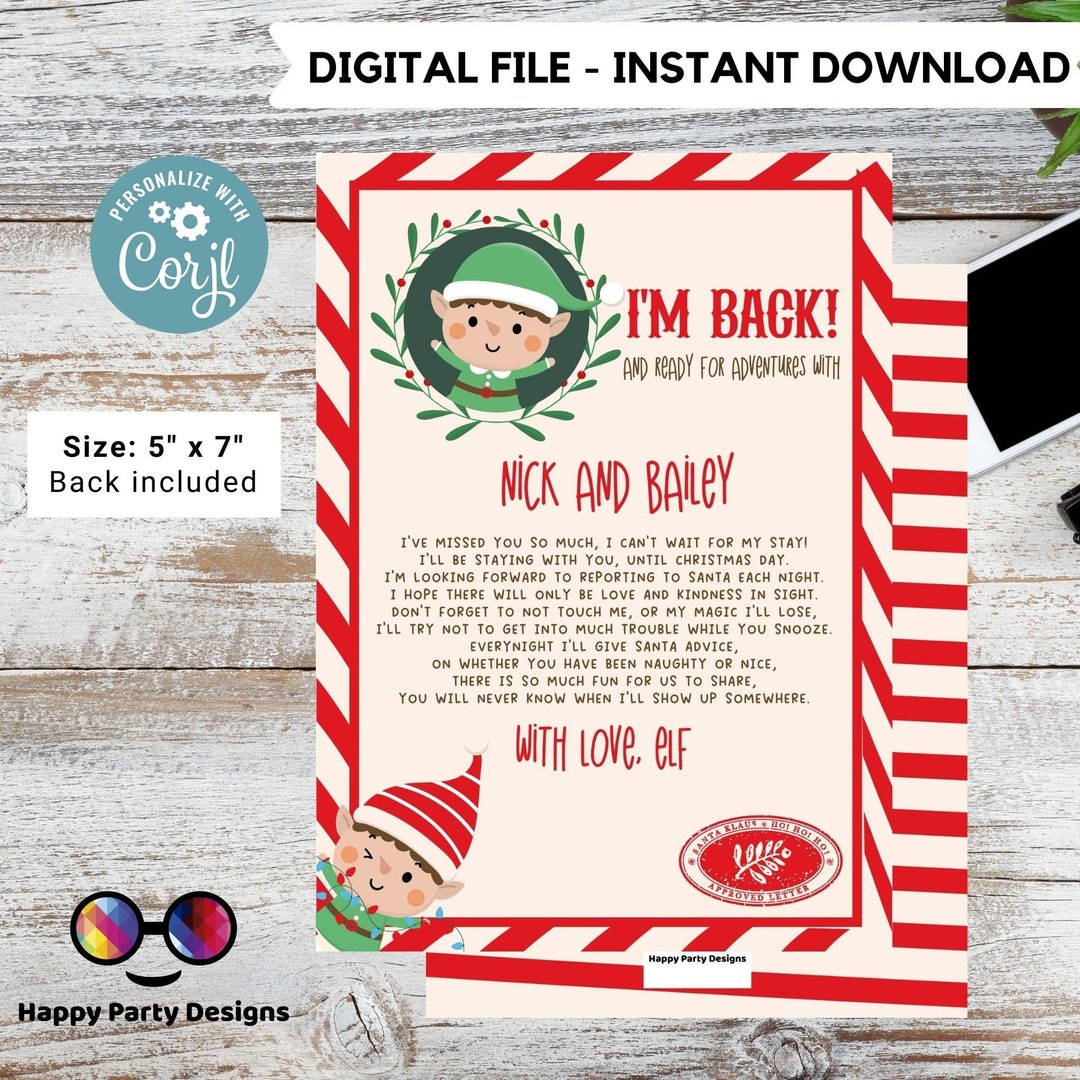 Editable Elf Arrival Letter | Return Letter Christmas| Elf I'm Back ...