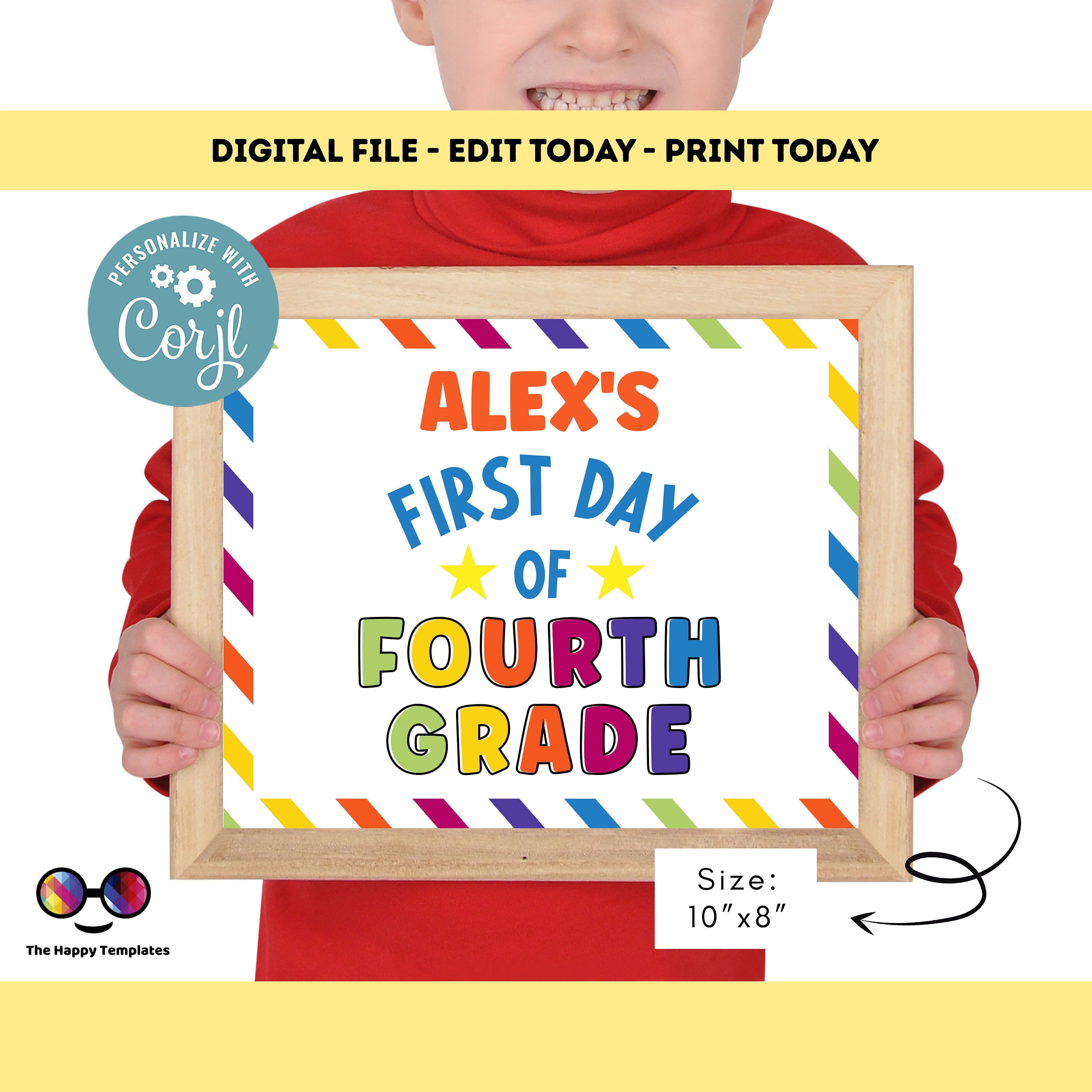 Editable First Day of 4th Grade Fourth Grade Sign 1st Day - Etsy