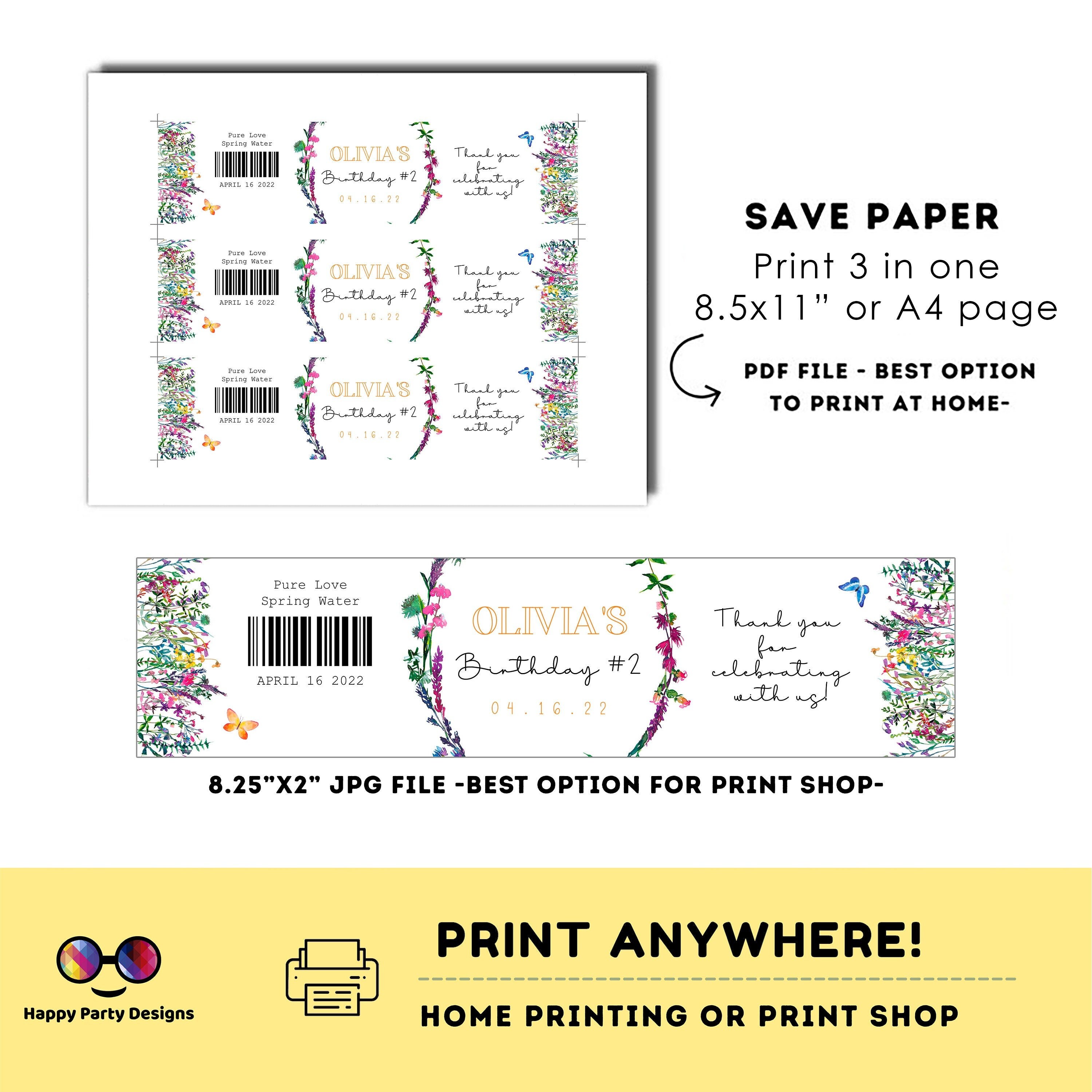 Editable Wildflower Water Bottle Labels | Printable Labels | Wild ...