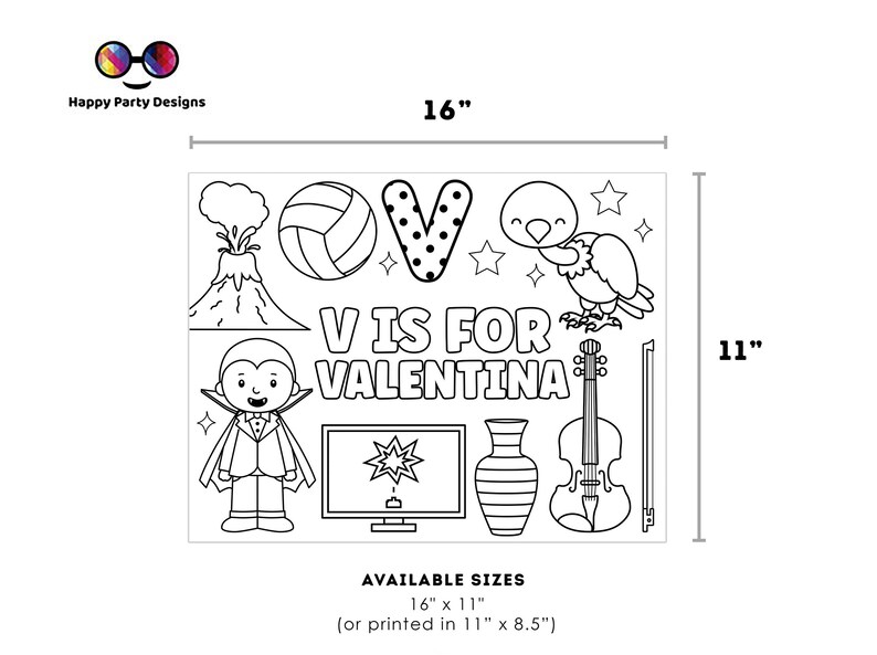 Editable Name Coloring Page | V is for | Personalized Name Alphabet ...