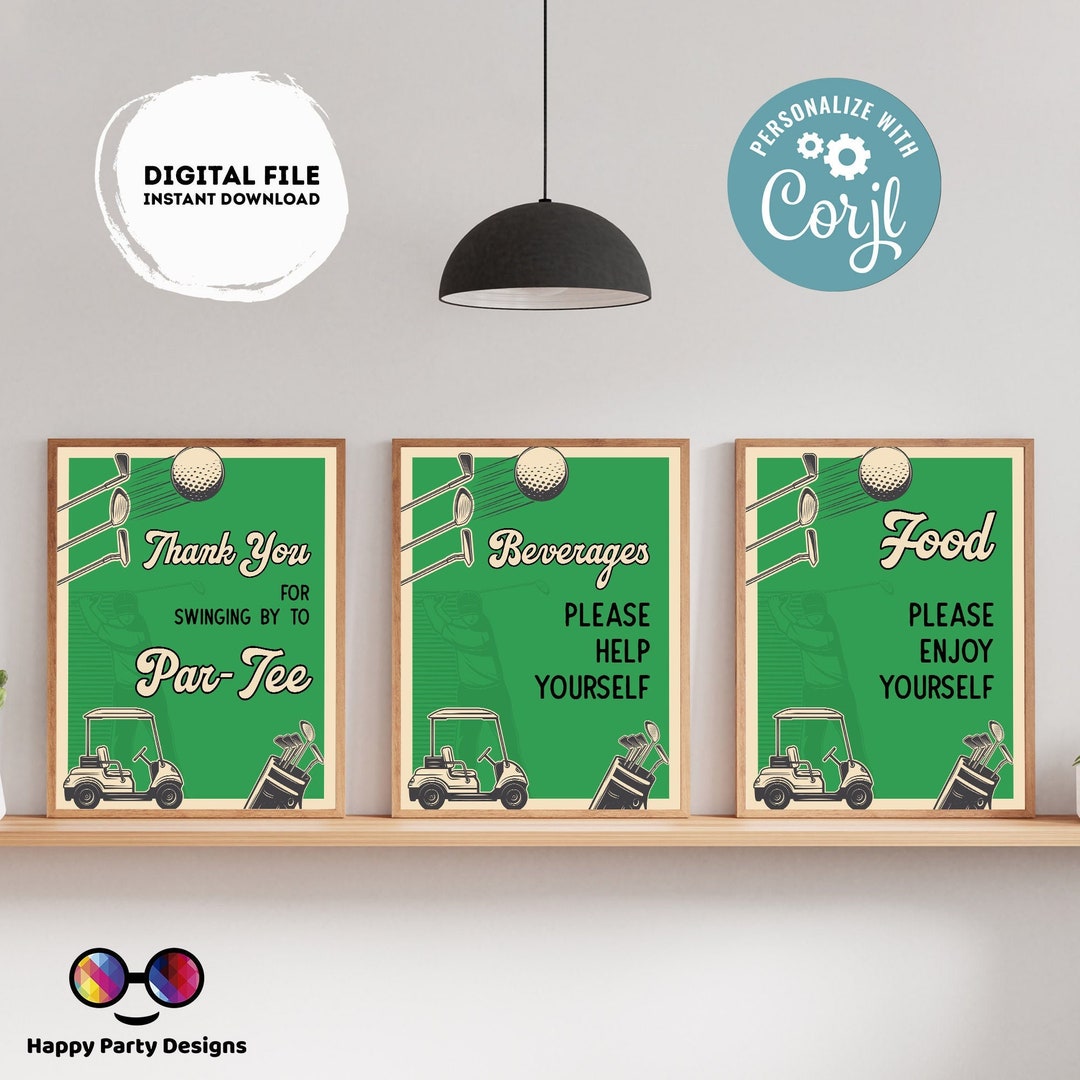 Editable Golf Party Signs (3) | Par-tee Birthday | Golf Birthday ...