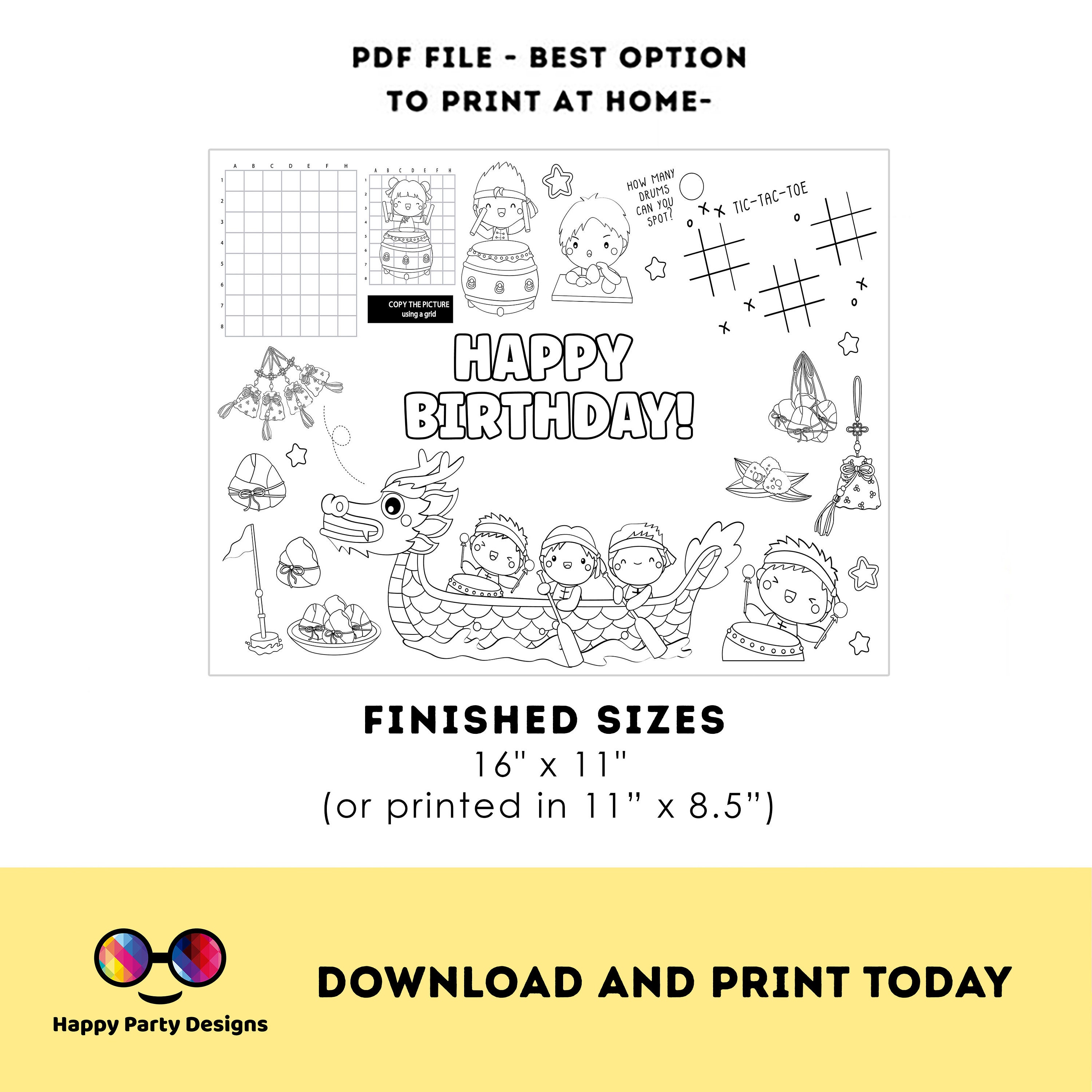 Dragon Boat Coloring Activity Page Instant Download Dragon - Etsy