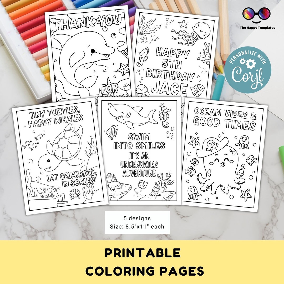 Editable Under the Sea Coloring Pages 5 | Under the Sea Birthday ...