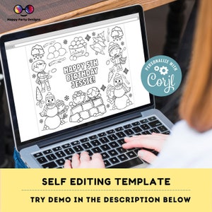 Editable Snowball Fight Coloring Page | Placemat Coloring Page | Any ...