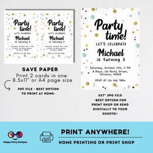 Confetti Party Invitation Template | Party Invite | Editable Template ...