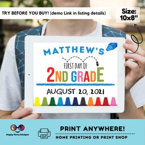 Editable First Day of 2nd Grade | Second Grade Sign | 1st Day of 2nd ...
