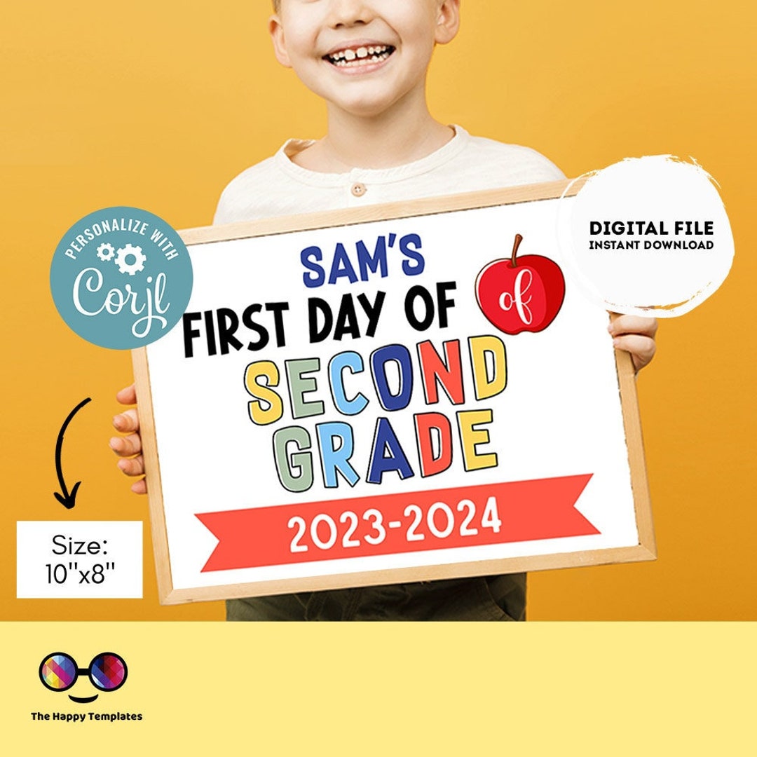 Editable First Day of 2nd Grade | Second Grade Sign | 1st Day of 2nd ...