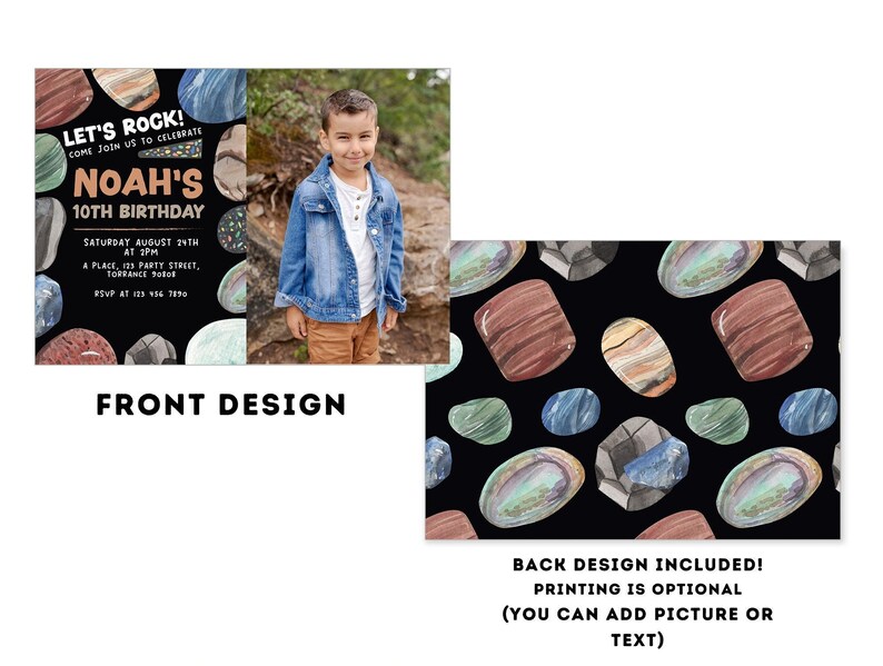 Editable Let's Rock Birthday Invitation Template Rocks - Etsy