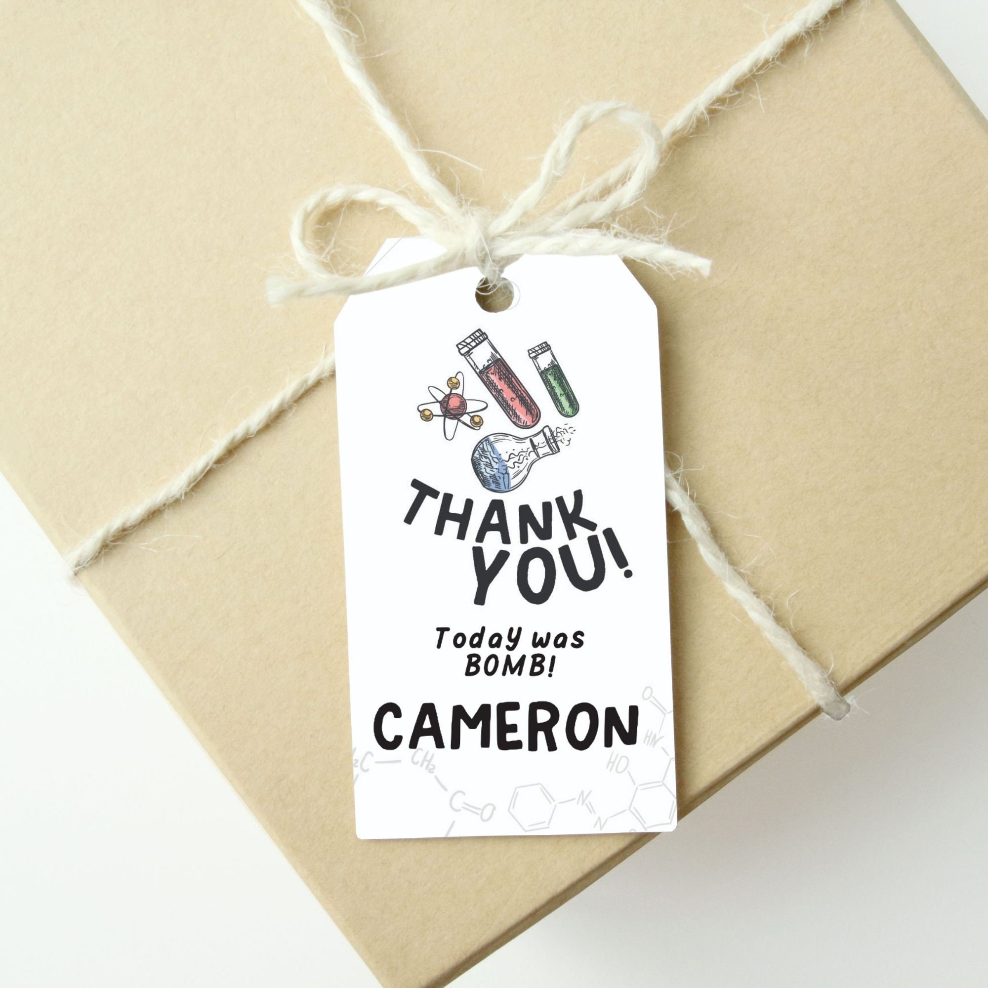 Editable Science Birthday Thank You Gift Tags Mad Scientist - Etsy