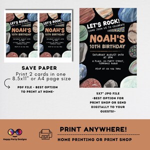 Editable Let's Rock Birthday Invitation Template | Rocks Birthday ...